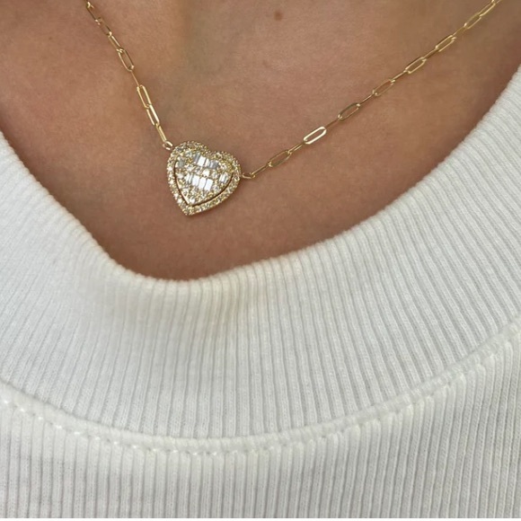 jen k | Jewelry | Real Diamond Heart Necklace 4 K Gold Link Chain ...